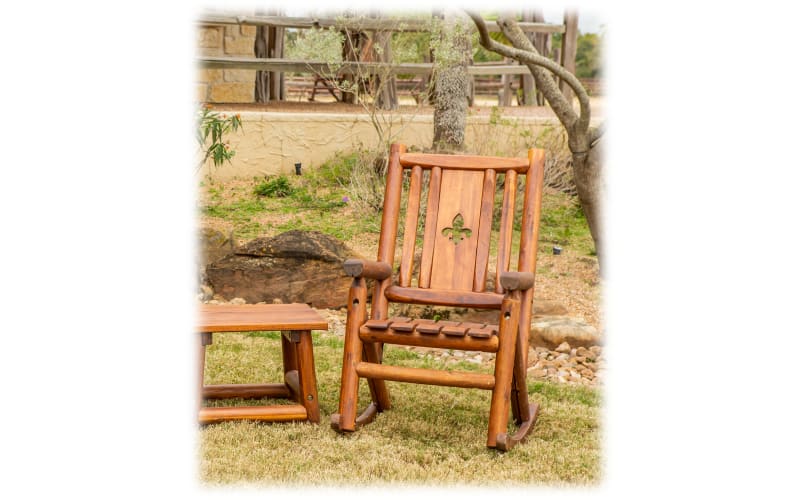 Amber log porch rocker with star store