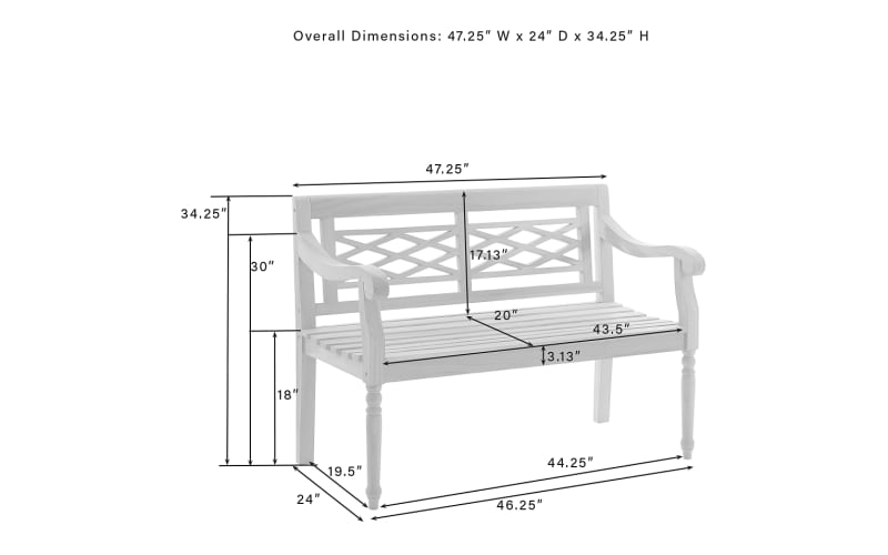 indoor bench dimensions