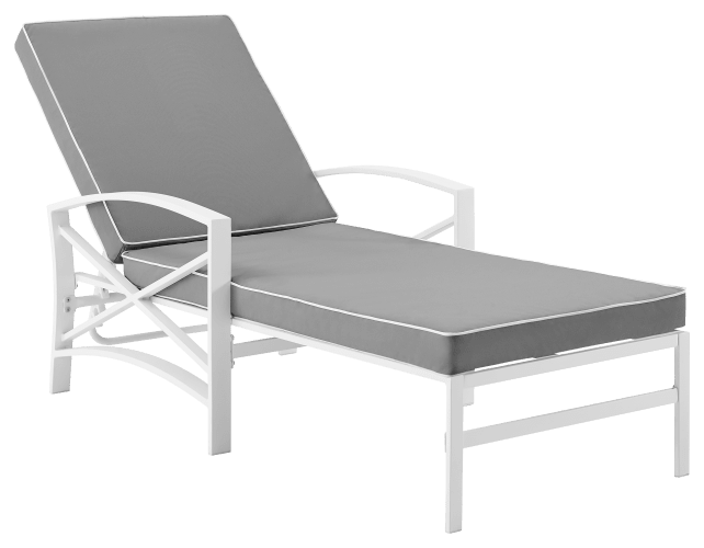 Crosley Kaplan White Gray Outdoor Chaise Lounge