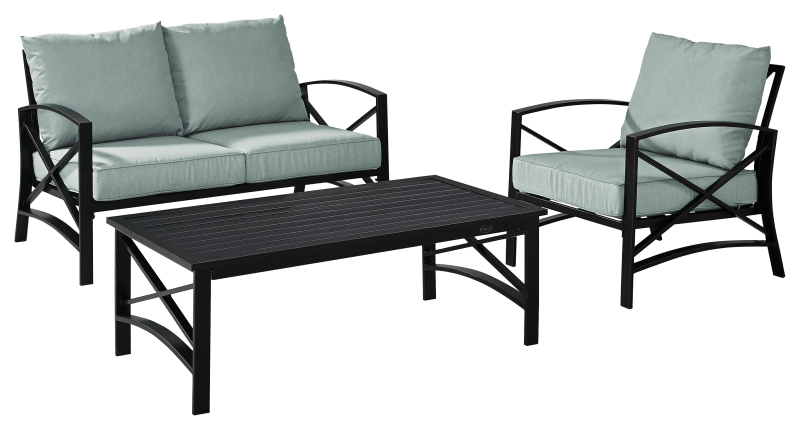 Crosley Kaplan Loveseat Armchair and Coffee Table 3 Piece Outdoor Metal Patio Furniture Set Bass Pro Shops